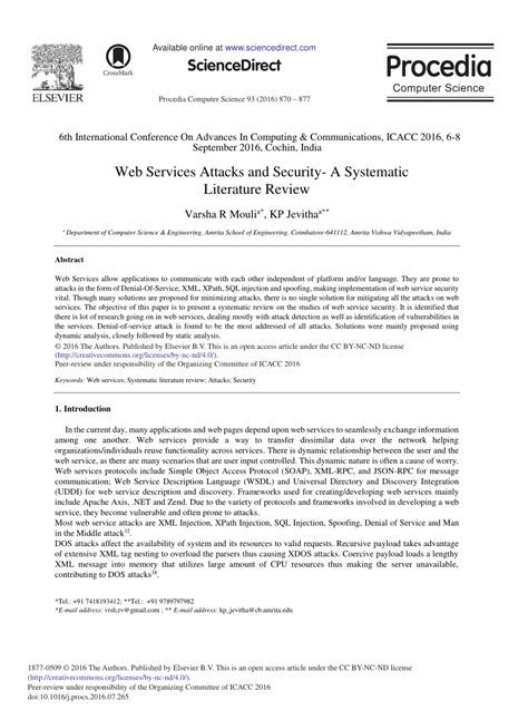 Pdf Web Services Attacks And Security A Systematic Literature Review
