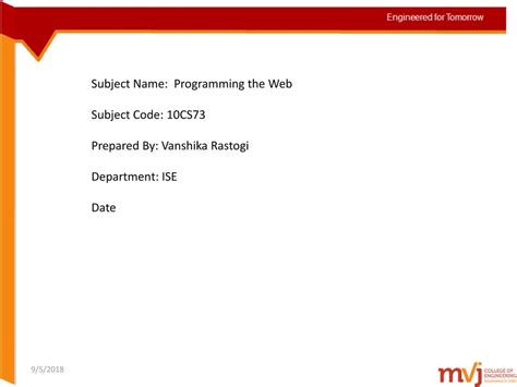 Subject Name Programming The Web Subject Code 10cs73 Ppt Download