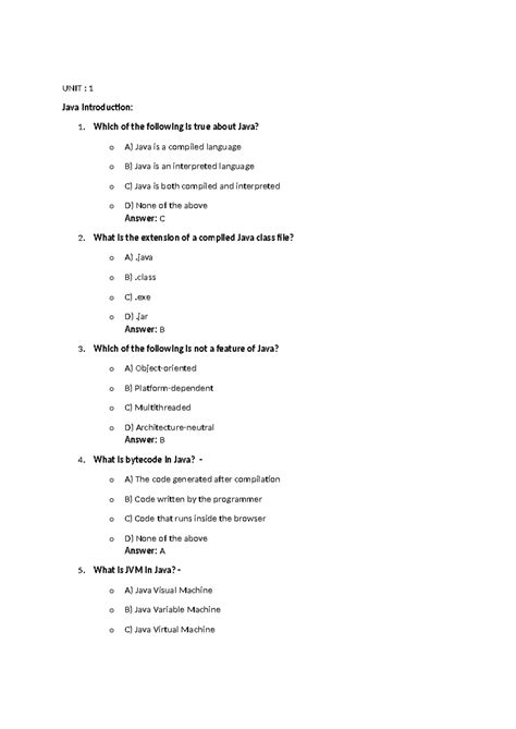 Java Mcq Copy This Is Very Effective Unit 1 Java Introduction