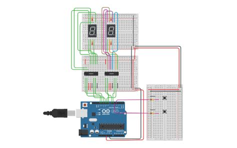 Circuit Design 233cd4511 Ile 0 99 Butonlu Sayac Yapimi Ileri Geri Tinkercad