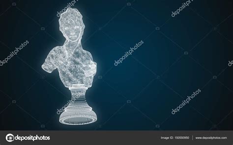 Rotating 3d Model Of A Girl Statue Of Lines And Points Abstraction