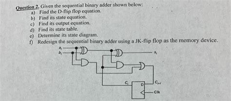 Solved Question 2 Given The Sequential Binary Adder Shown