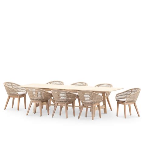 8 seater extendable wooden garden dining set java light sicily kerama