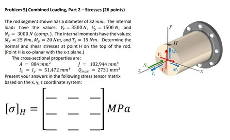 Solved Problem 5 Combined Loading Part 2 Stresses 26 Chegg Com