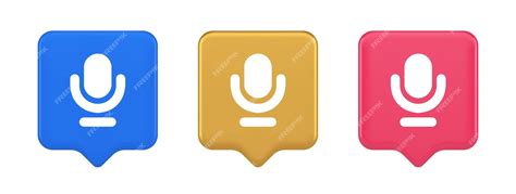 마이크 사운드 라이브 녹음 버튼 웹 앱 디자인 라디오 음악 방송 3d 아이콘 프리미엄 벡터
