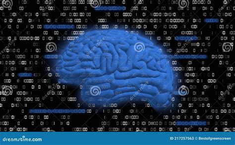 Human Brain Symbolic For Ai Artificial Intelligence Centered Into Background Of Binary Code With
