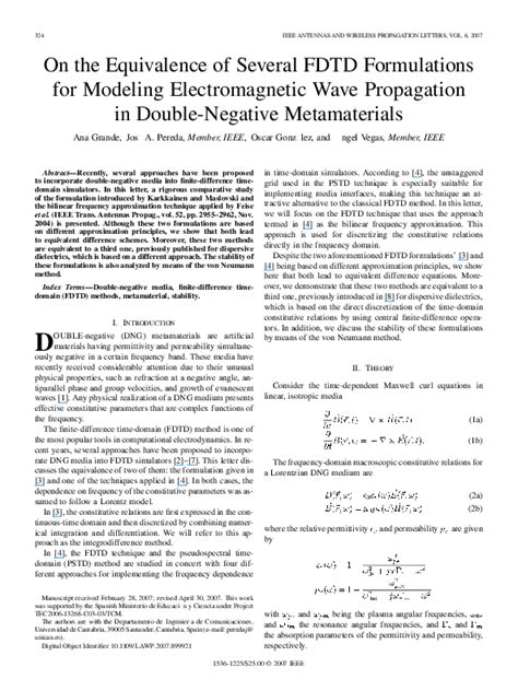Pdf On The Equivalence Of Several Fdtd Formulations For Modeling