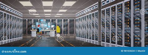 People Working In Data Center Room Hosting Server Computer Monitoring