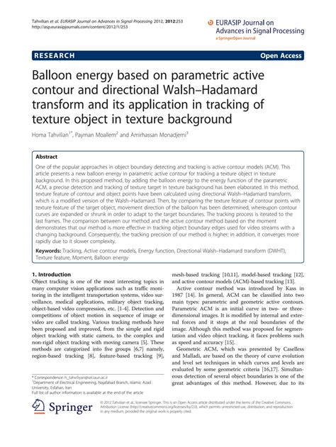 Solution Balloon Energy Based On Parametric Active Contour And Directional Walsh Hadamard