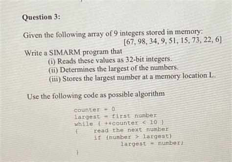 solved question 3 given the following array of 9 integers