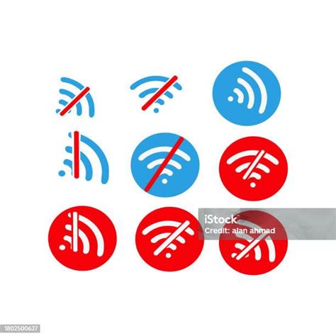 red blue white wifi wifi disconnect not working icon vector stock