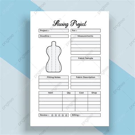 Sewing Project Logbook Interior Fabric Measurement And Business Finance