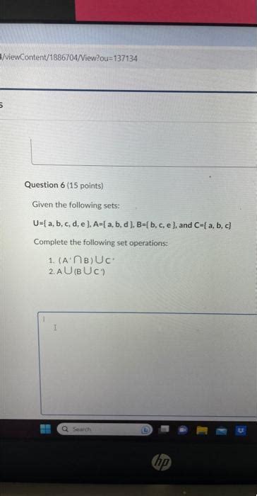 Solved Question 6 15 Points Given The Following Sets