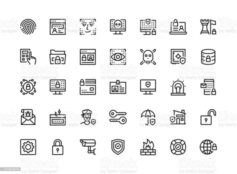 Security Thin Line Series Icon Set Stock Illustration Download Image