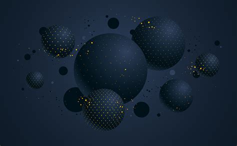 추상 검정과 노란색 점선 벡터 배경 점으로 장식 된 비행 공의 구성 3d 혼합 글로브 구에 대한 스톡 사진 및 기타 이미지 구 입체 이미지 3차원 형태 Istock