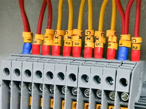 A Row Of Terminal Blocks In Electrical Cabinet Stock Photo Image Of Electronic Engineering