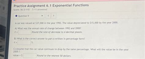 solved practice assignment 6 1 ﻿exponential functionsscore