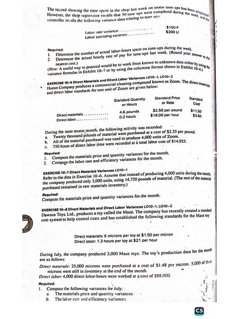 Standard Costing Math Pdf