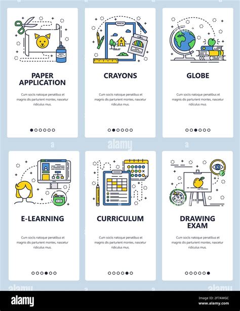 Vector Web Site Linear Art Onboarding Screens Template Art School And Online Education Menu
