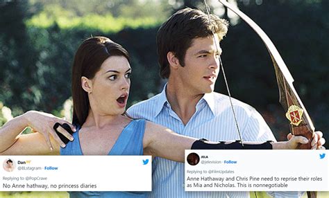Twitter Is Ready To Sue If Anne Hathway And Chirs Pine Dont Return In The Princess Diaries 3