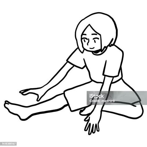 A Woman Who Spreads Her Legs And Stretches Her Legs向量圖形及更多t恤圖片 Istock