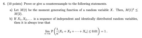 solved 6 10 points prove or give a counterexample to the