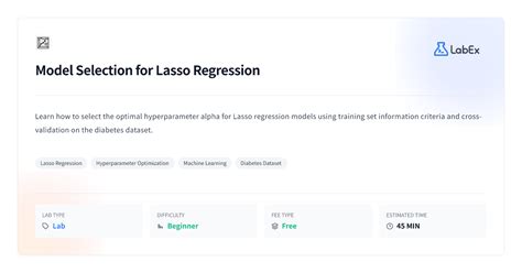 Lasso Regression Hyperparameter Optimization Machine Learning Labex