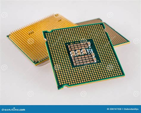 several different types of microprocessors for a computer close up the