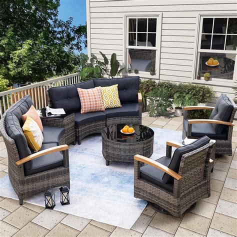 Meissalivve 9 Piece Outdoor Patio Furniture Set Half Moon