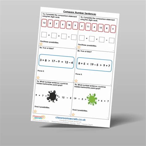 Year 1 Compare Number Sentences Reasoning And Problem Solving Resource Classroom Secrets
