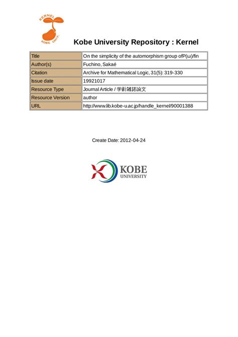 Pdf On The Simplicity Of The Automorphism Group Ofpωfin