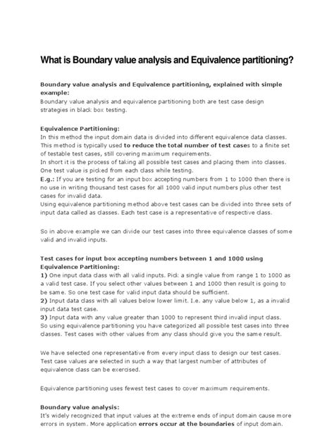 Boundary Value Analysis N Equivalence Partitioning Pdf
