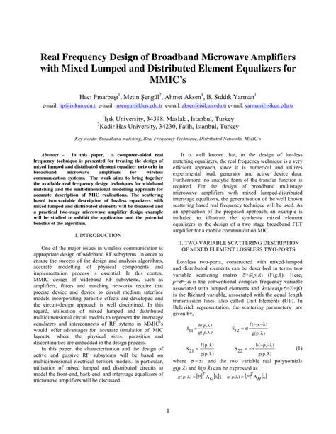 pdf real frequency design of broadband microwave amplifiers with