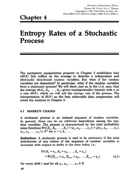 Entropy Rates Of A Stochastic Process Pdf Markov Chain Stochastic Process