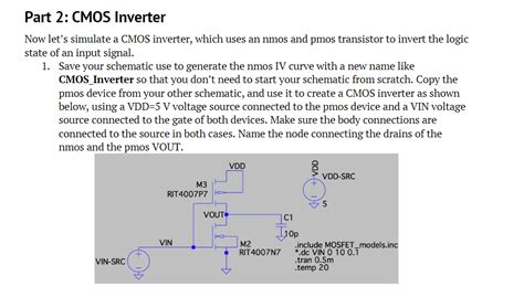 Solved Part 2 CMOS Inverter Now Let S Simulate A CMOS Chegg Com