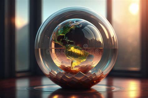 Glass Globe With Map Of The World Generative Ai Stock Illustration Illustration Of Render