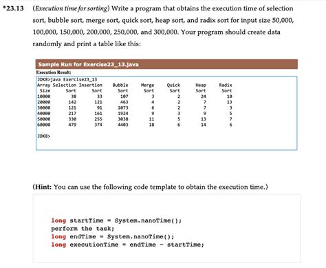 2313 Execution Time For Sorting Write A Program That Obtains The