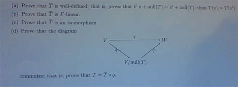 Solved 6 Let T V → W Be A Surjective Linear