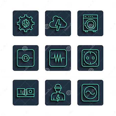 Set Line Electric Light Switch Electrician Ac Voltage Source Washer Resistor In Electronic