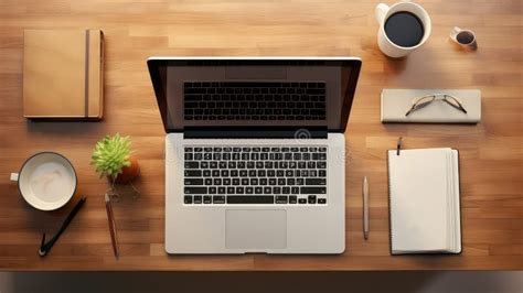 Workspace Analyst Desk Top View Stock Illustration Illustration Of