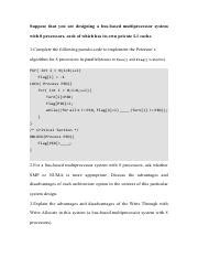 Designing Bus Based Multiprocessor System Peterson S Algorithm Course Hero