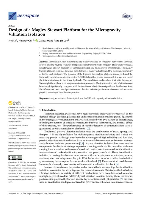 pdf design of a maglev stewart platform for the microgravity