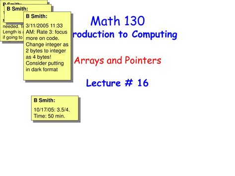 ppt math 130 introduction to computing arrays and pointers lecture