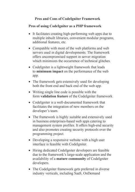 Pros And Cons Of Codeigniter Framework By Kadamtech Issuu