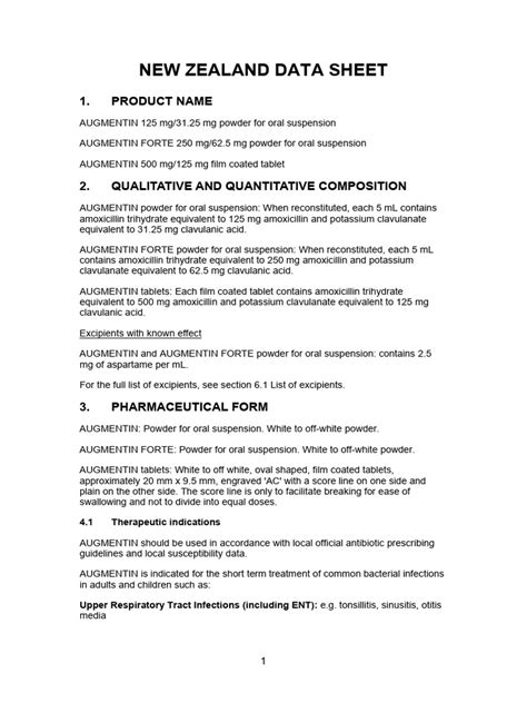 Leaflet Augmentin Tab Susp Pdf Dose Biochemistry Chemistry