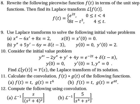 solved 8 rewrite the following piecewise function f t in terms of