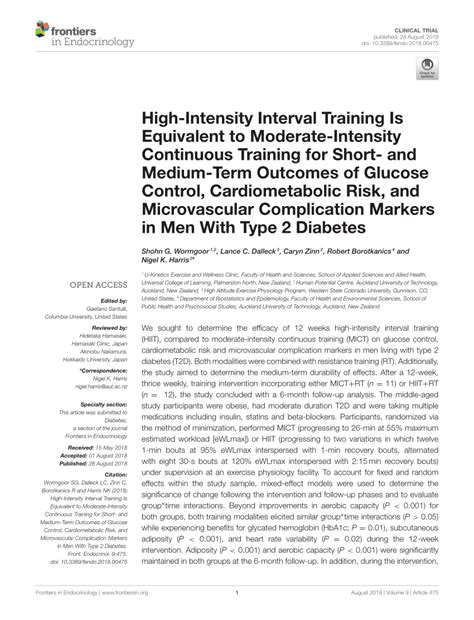 Pdf High Intensity Interval Training Is Equivalent To Moderate Intensity Continuous Training