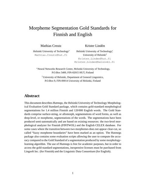 pdf morpheme segmentation gold standards for finnish …nlp cs
