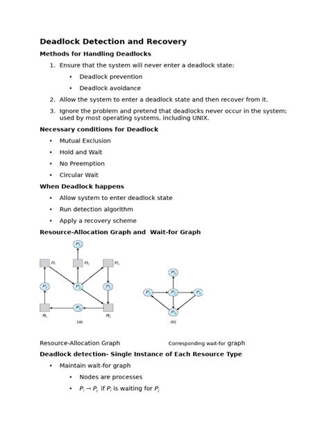 Deadlock Detection And Recovery Methods Pdf Process Computing