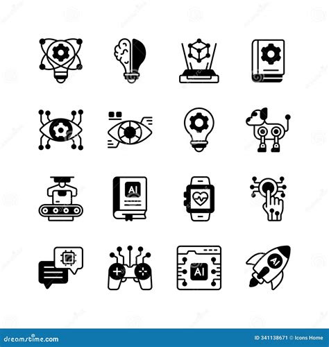 Modern Icons Depicting Various Aspects Of Artificial Intelligence Stock